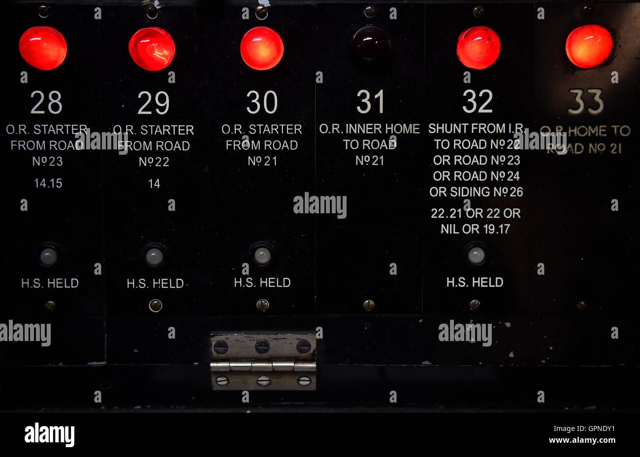 Embargoed to 0001 Monday September 5 A signalling panel is illuminated ...