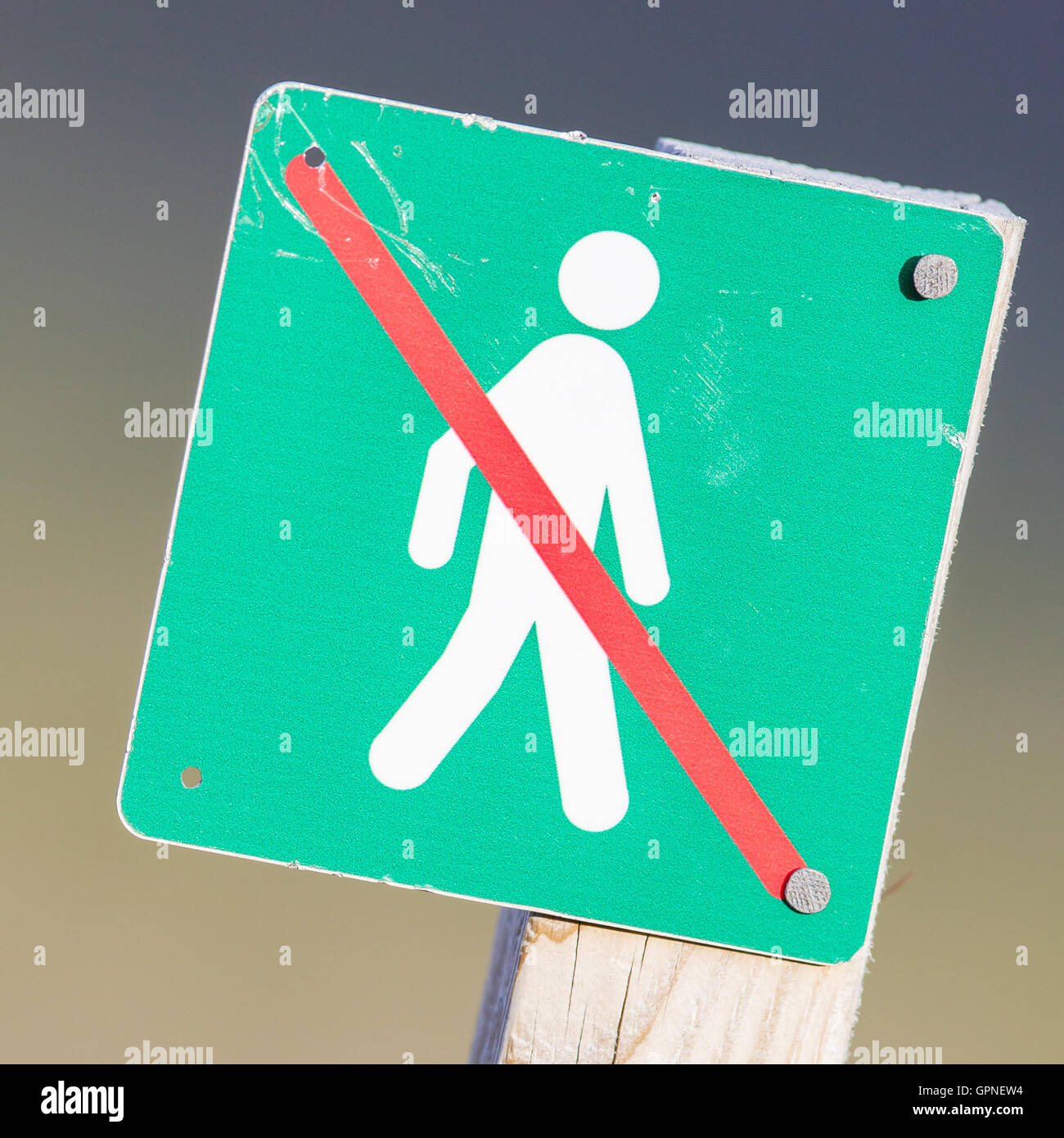 Forbidden to walk over here - Sign in Iceland Stock Photo - Alamy