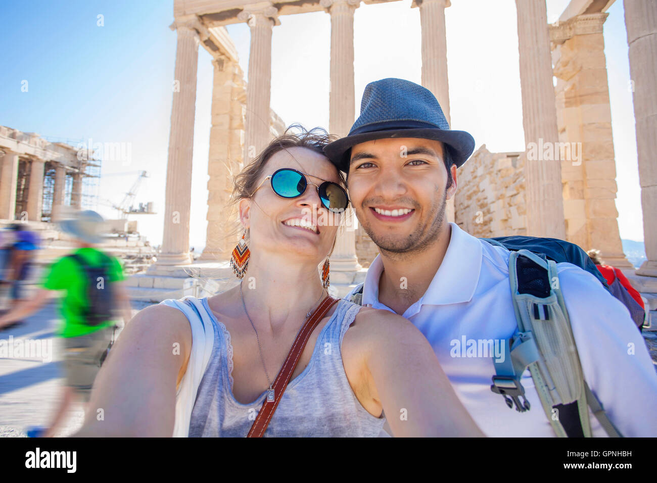 Young couple visiting Akropolis, Athens, Greece Stock Photo - Alamy