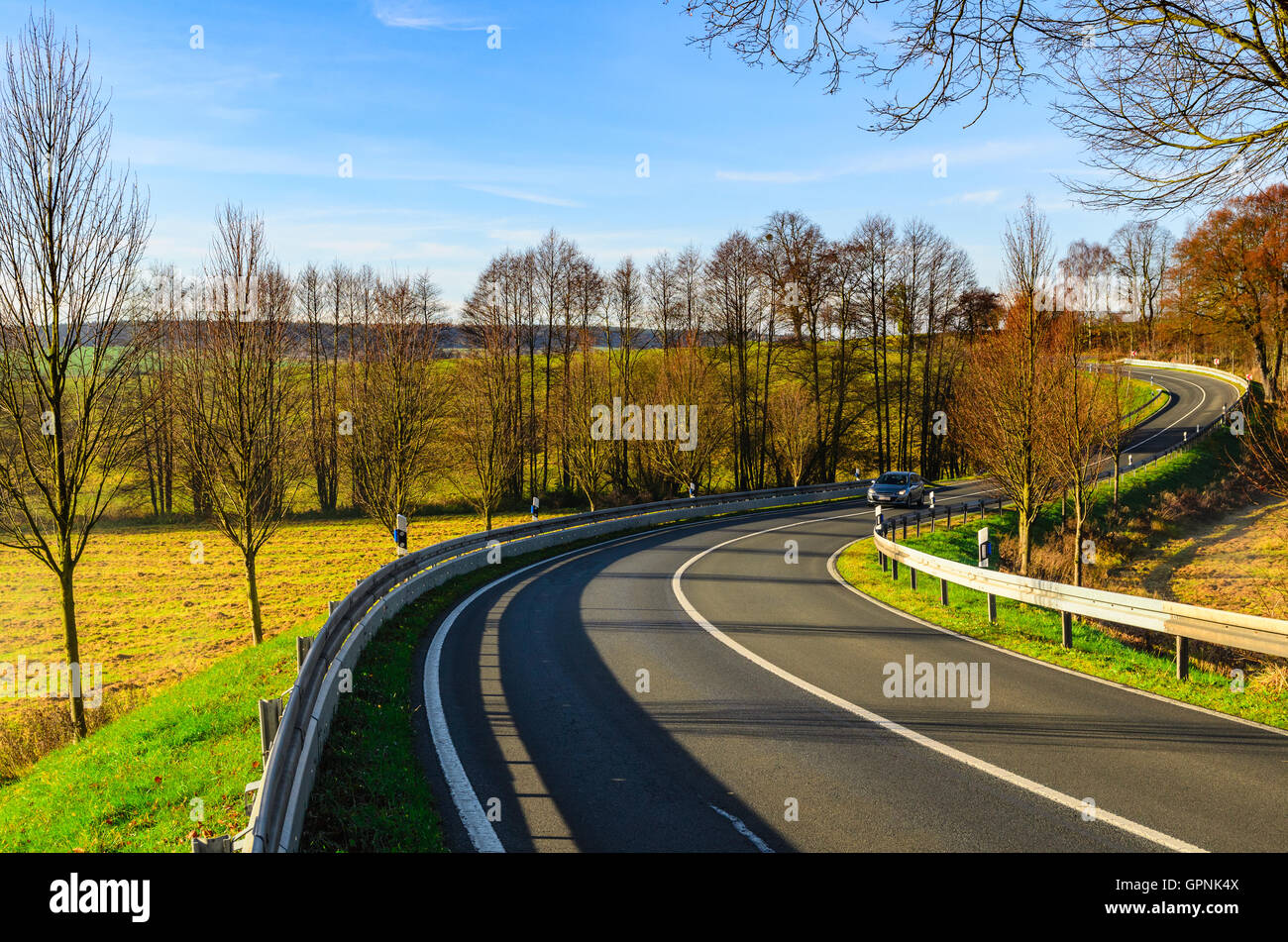 autumn road scene Stock Photo - Alamy