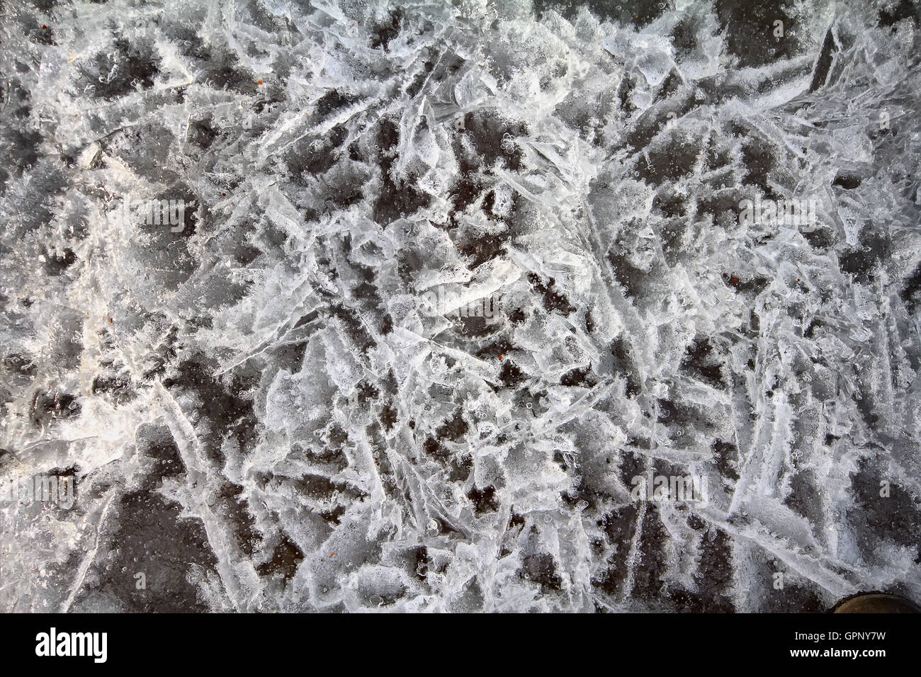 Ice sparkles and the rays of the sun reflected in ice crystals. Filming ...