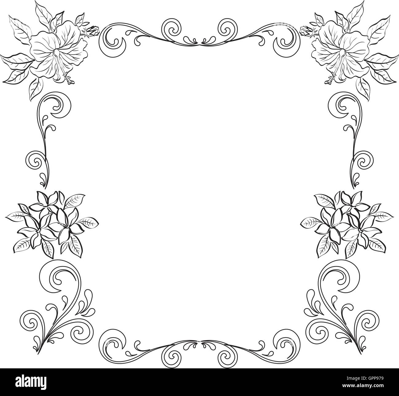 Abstract floral background, outline Stock Vector Image & Art - Alamy
