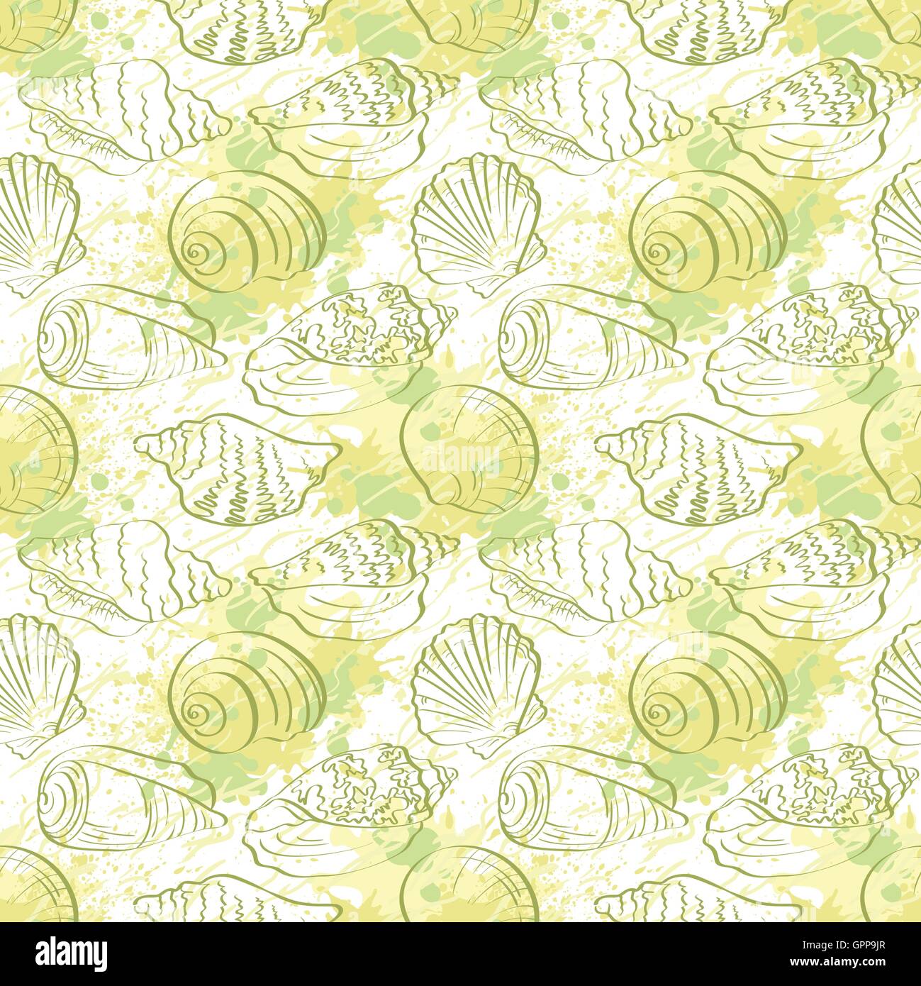 Seamless background, outline seashells Stock Vector Image & Art - Alamy