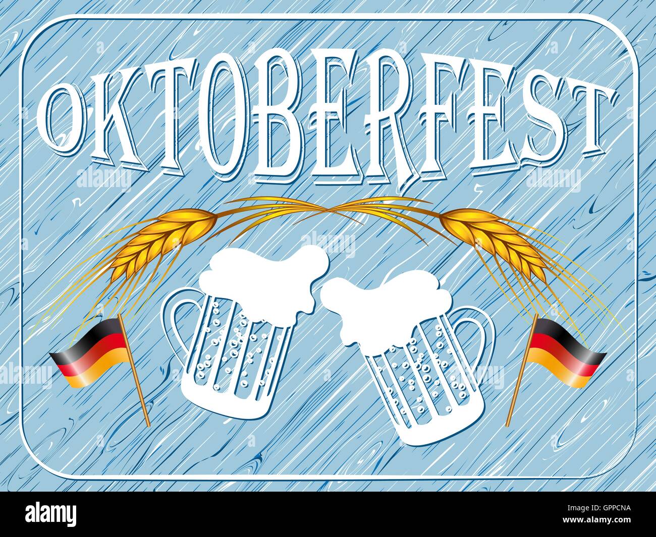 Vintage styled emblem with glasses of beer and two German flags for ...