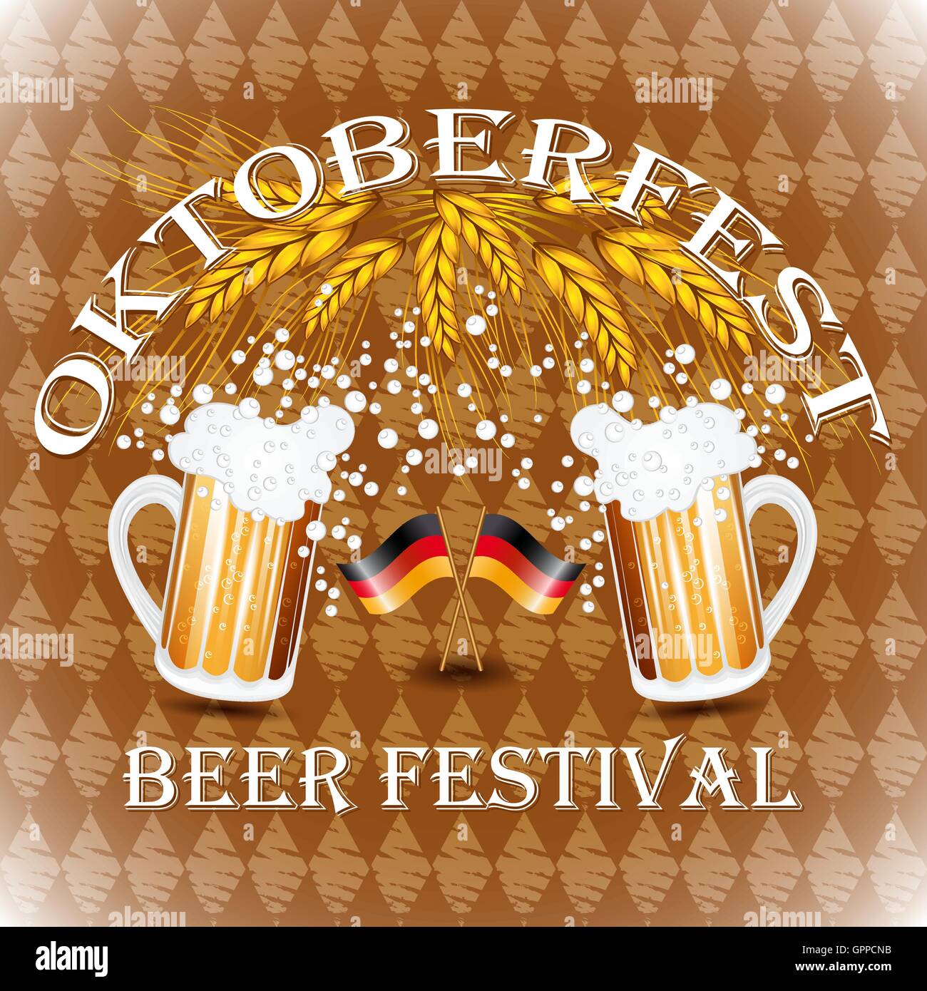 Vintage styled emblem with glasses of beer and two German flags for ...