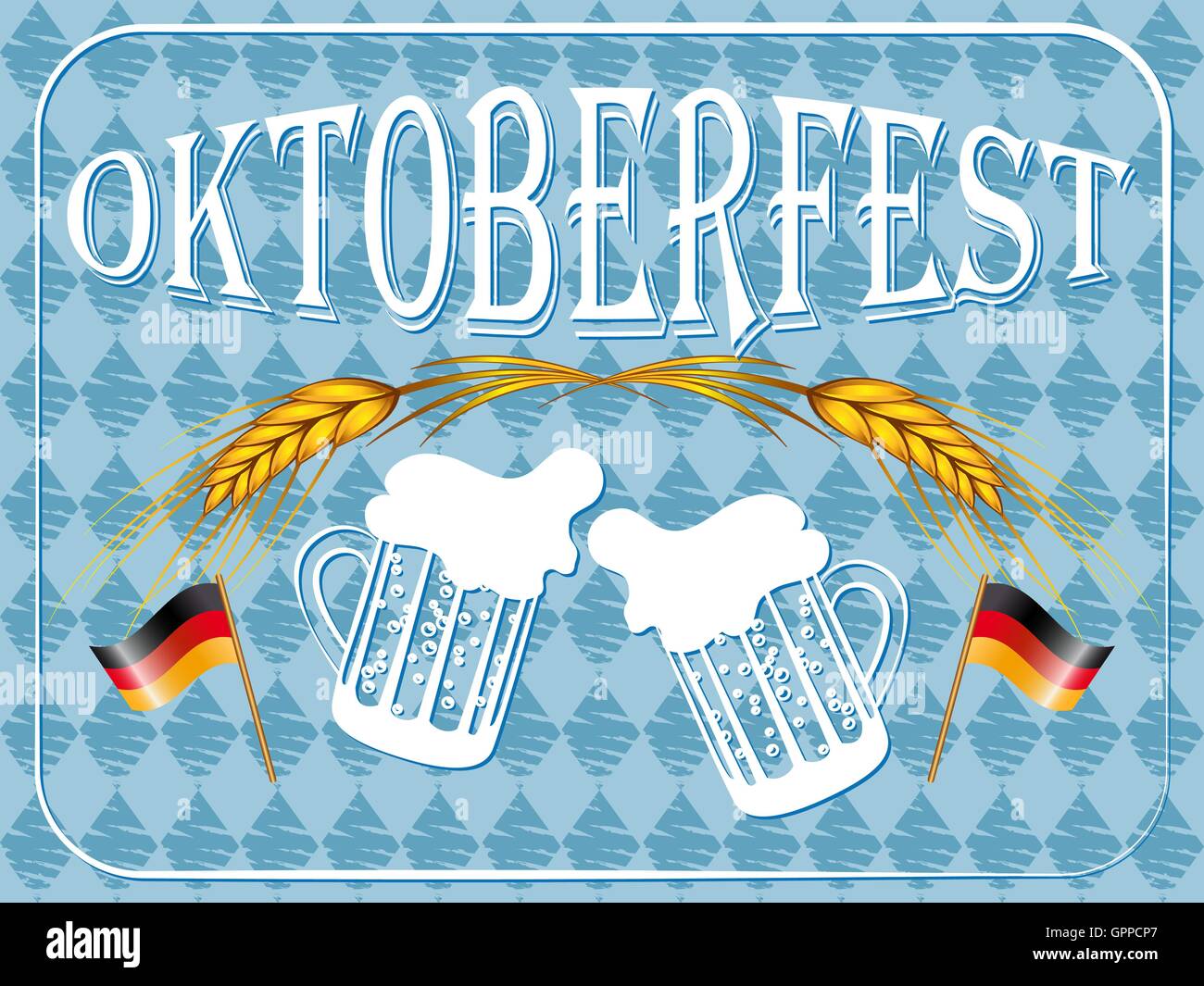 Vintage styled emblem with glasses of beer and two German flags for ...