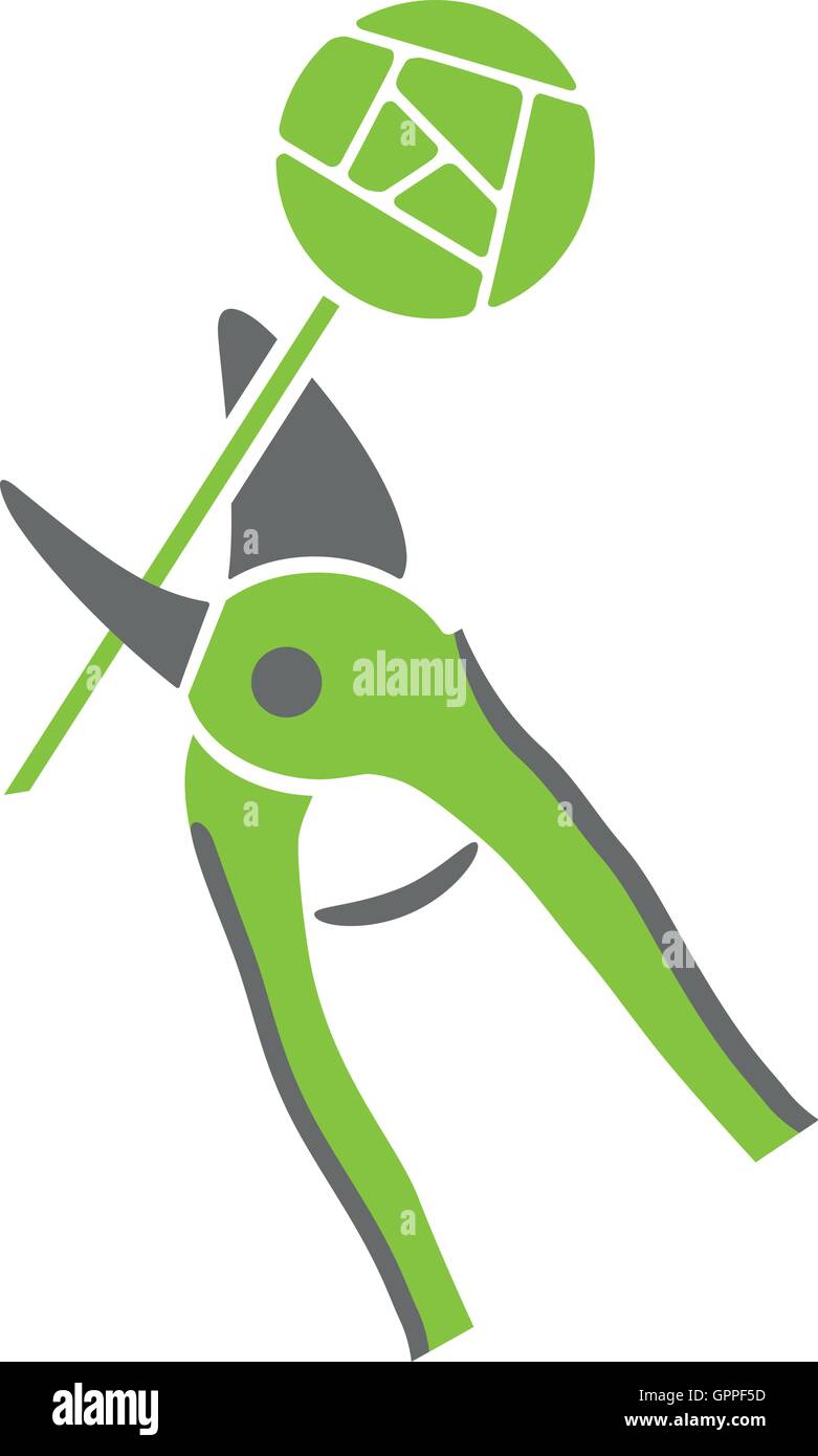Green garden secateurs pruning Stock Vector Images - Alamy