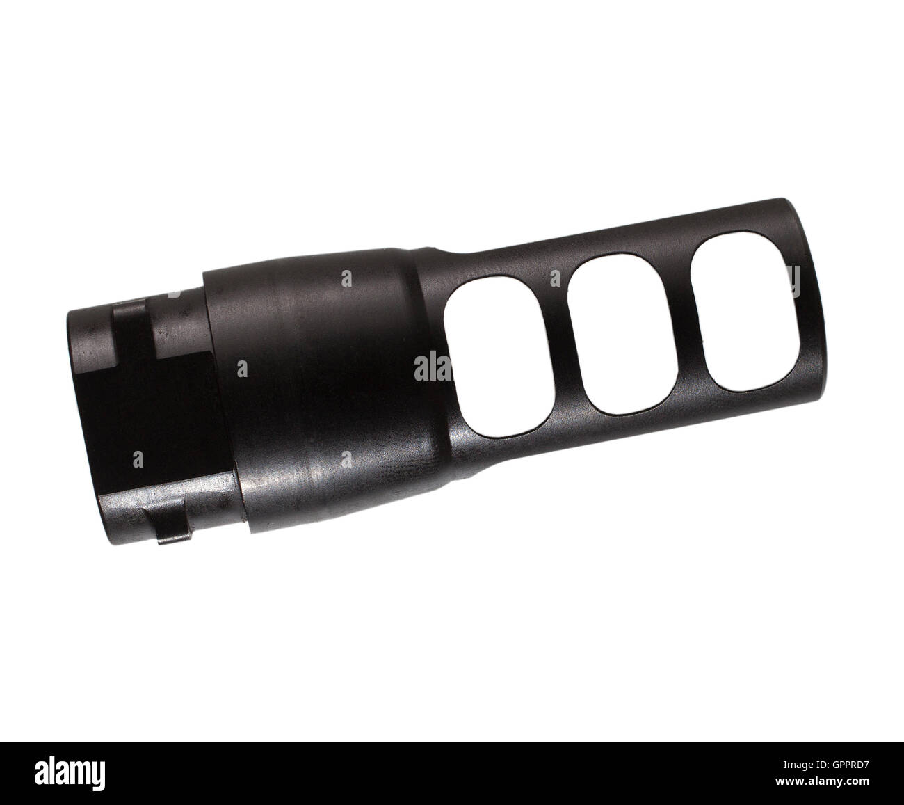 Muzzle device that is used to put a suppressor on a rifle Stock Photo ...