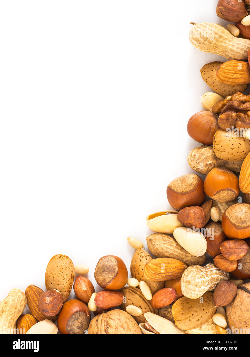 Background of mixed nuts with copy space Stock Photo - Alamy