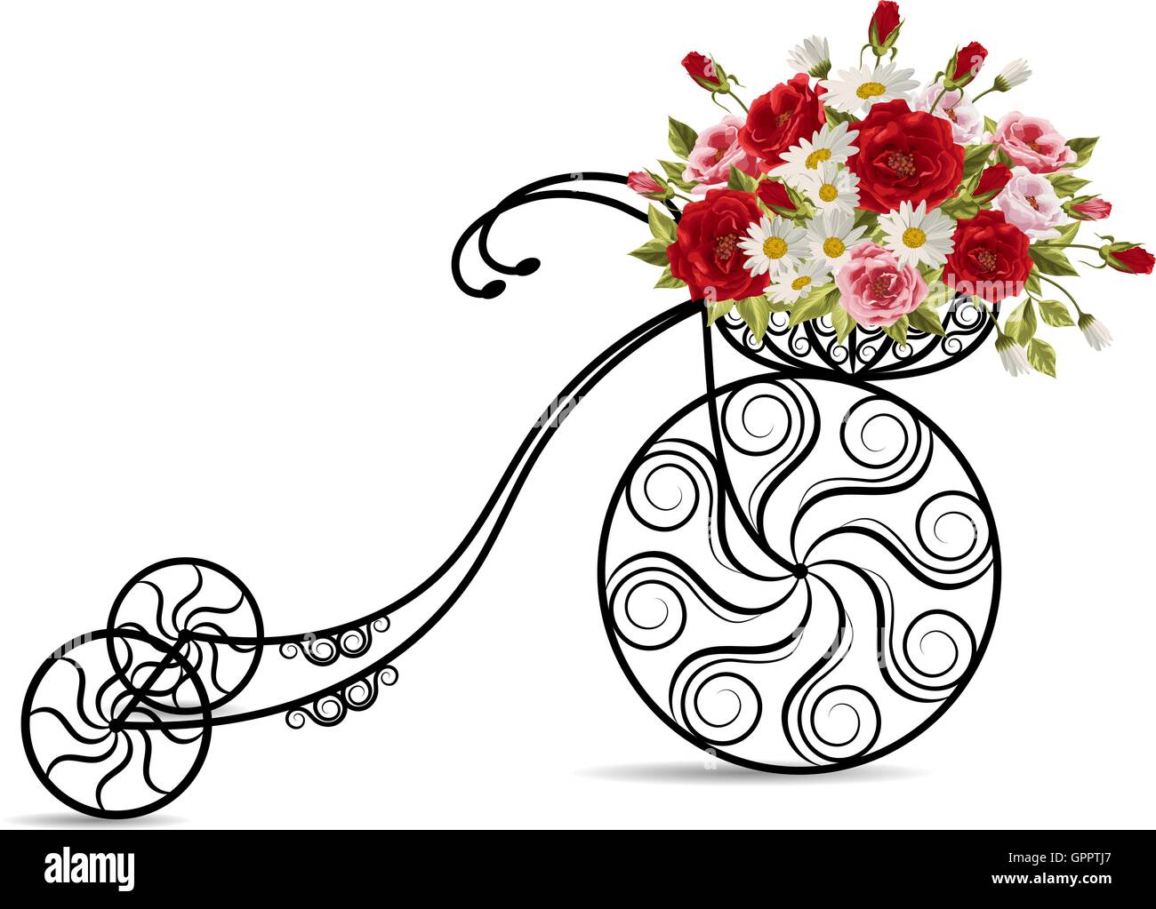 Vintage bicycle full flower hi-res stock photography and images - Alamy
