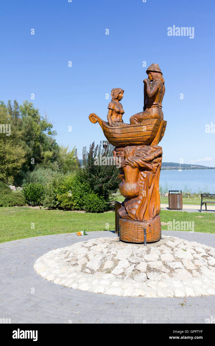 Wood statue at Lake Balaton in Keszthely Stock Photo - Alamy