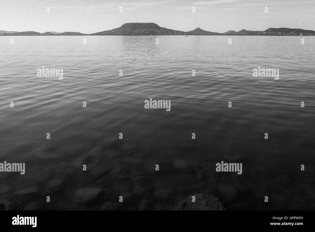 Lake Balaton with the Badacsony mountain in the background Stock Photo ...