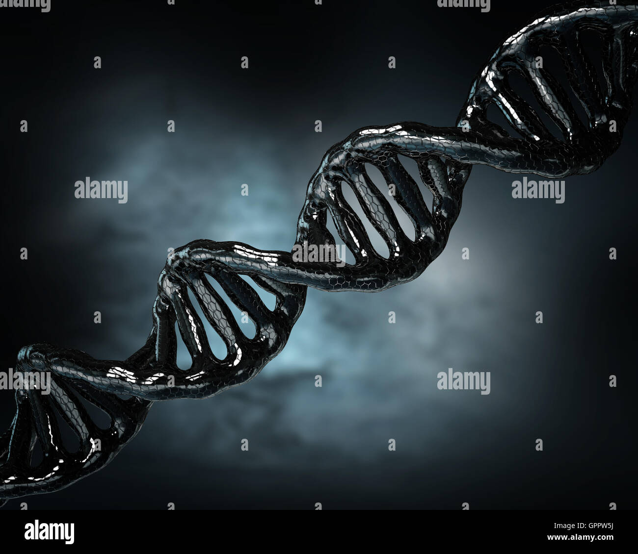 Concept of biochemistry with dna molecule on blue background Stock ...