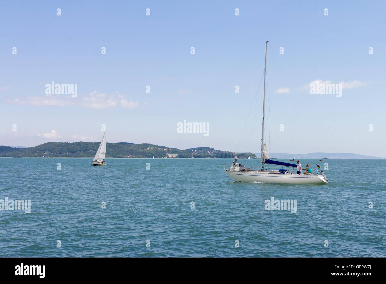Sailing boat on lake Balaton Stock Photo - Alamy