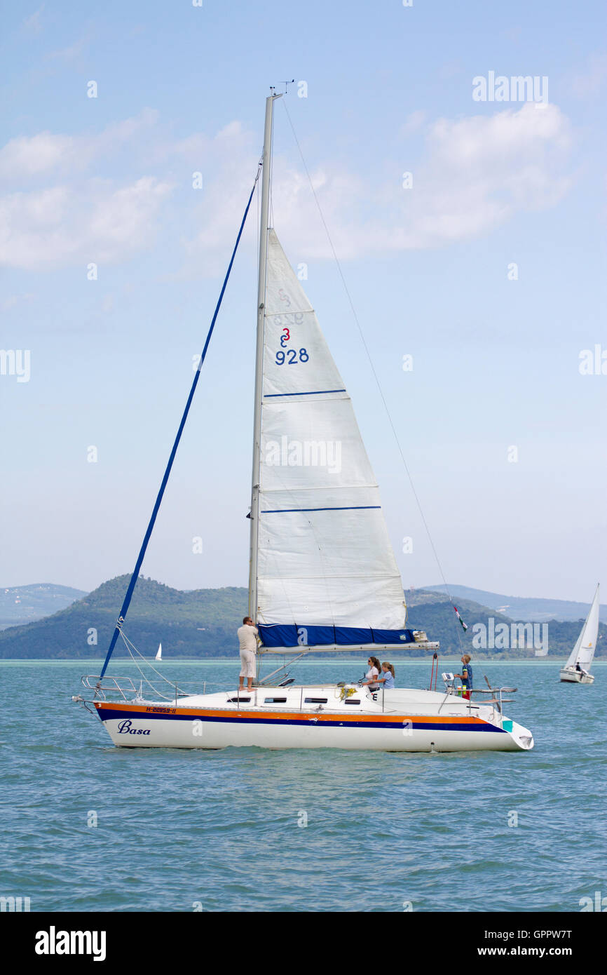 Sailing boat on lake Balaton Stock Photo - Alamy