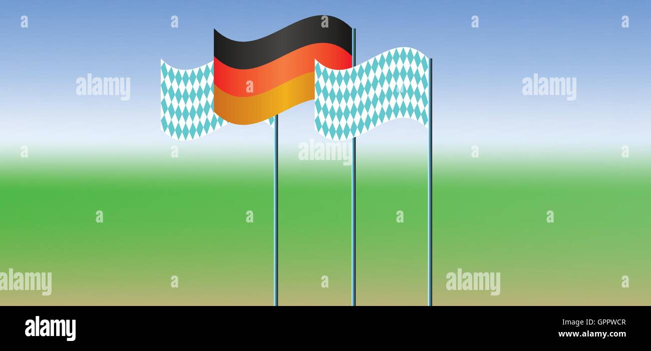 Vector Oktoberfest beer festival and german national flags, flat style ...
