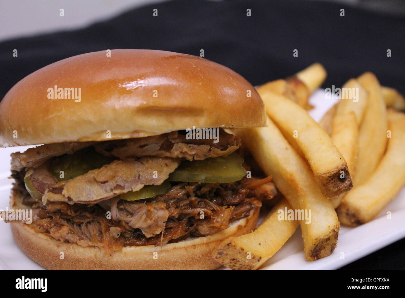 BBQ Pulled Pork Sandwich Stock Photo - Alamy