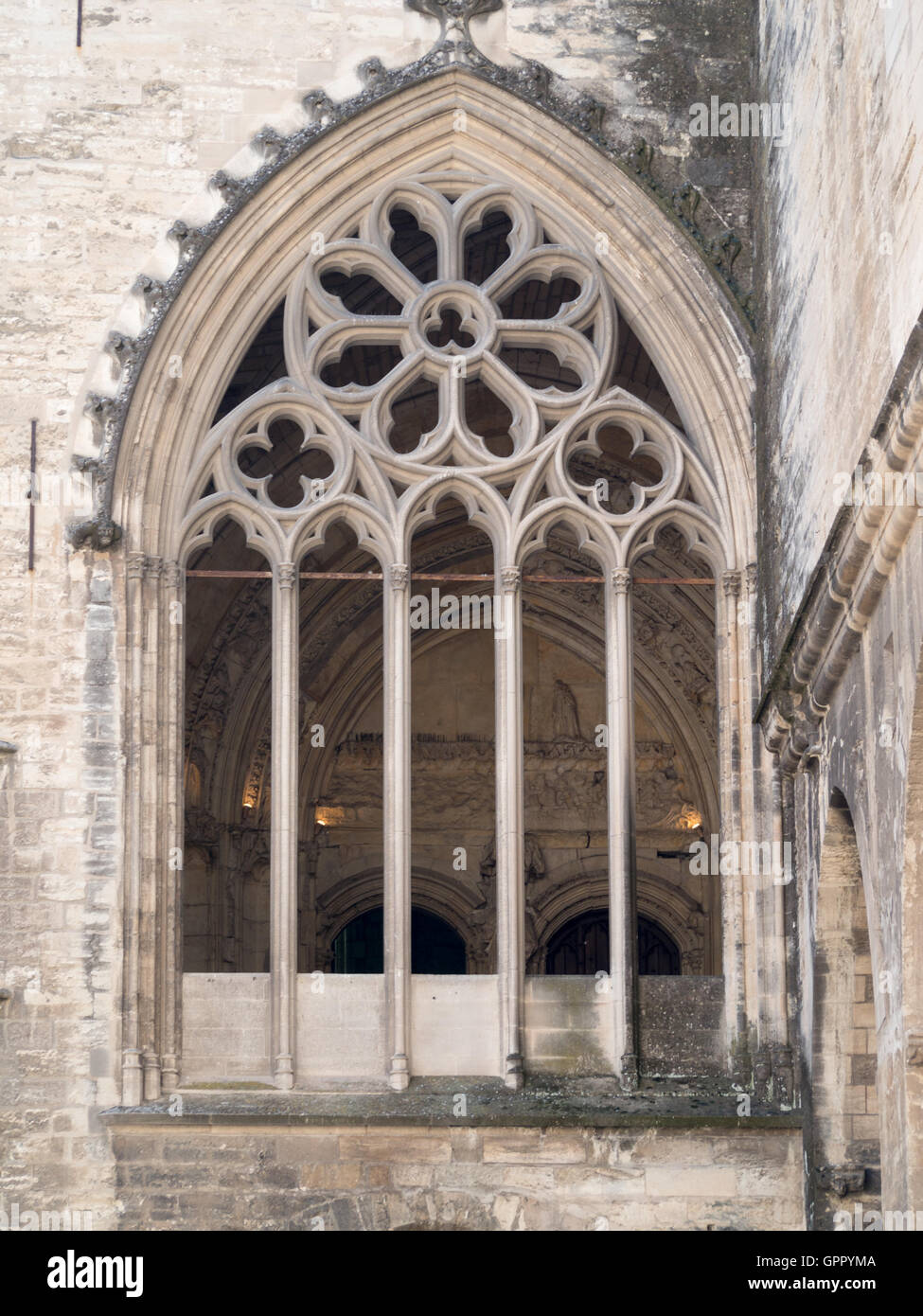 Palais des Papes carved Papal Window Stock Photo - Alamy