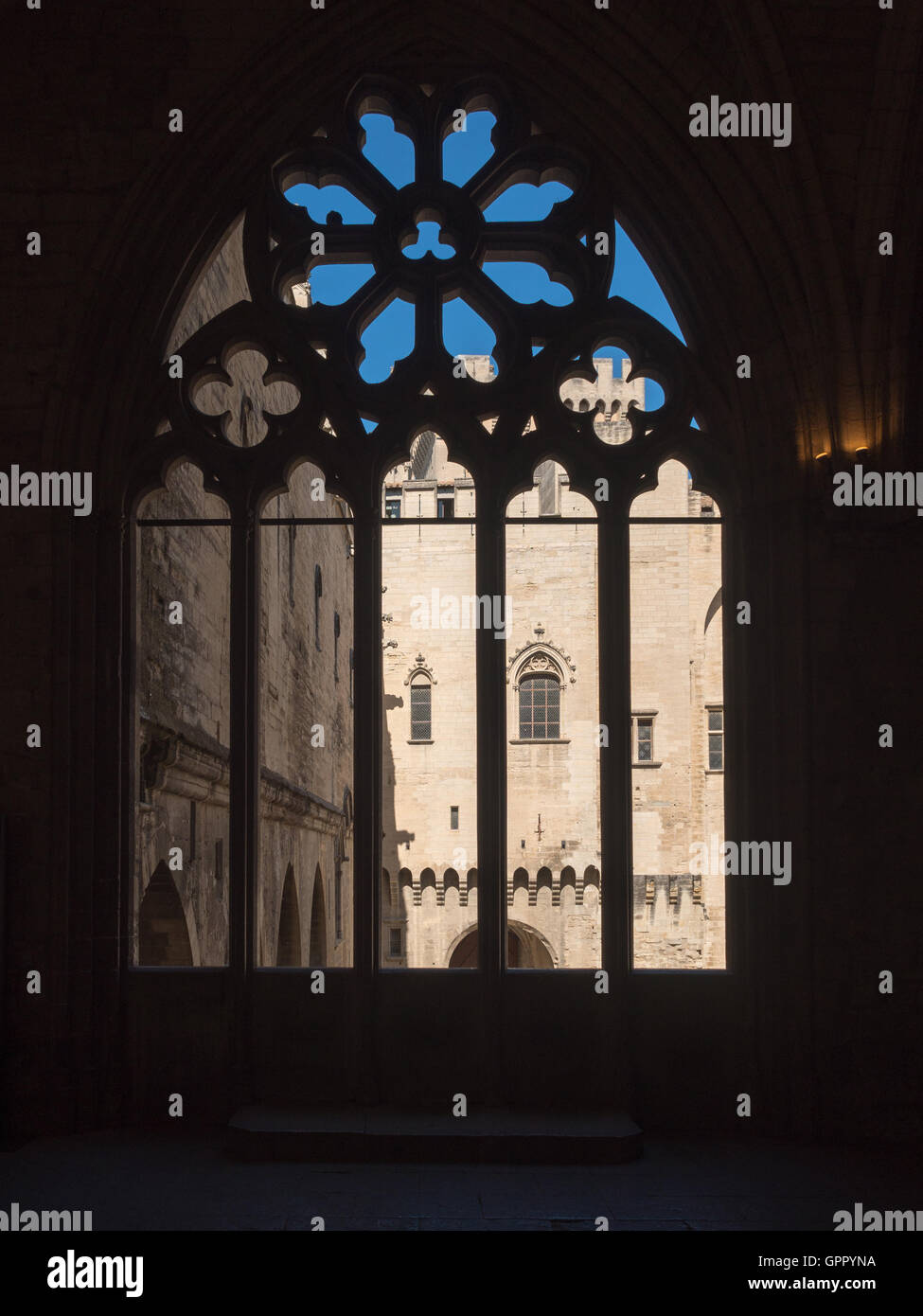 Papal Window silhouette, Palais des Papes Stock Photo - Alamy