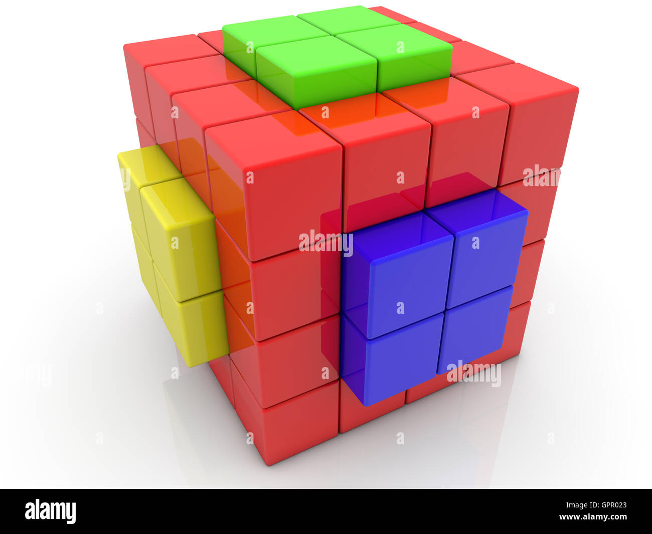 Cube divided into cubes on white Stock Photo - Alamy