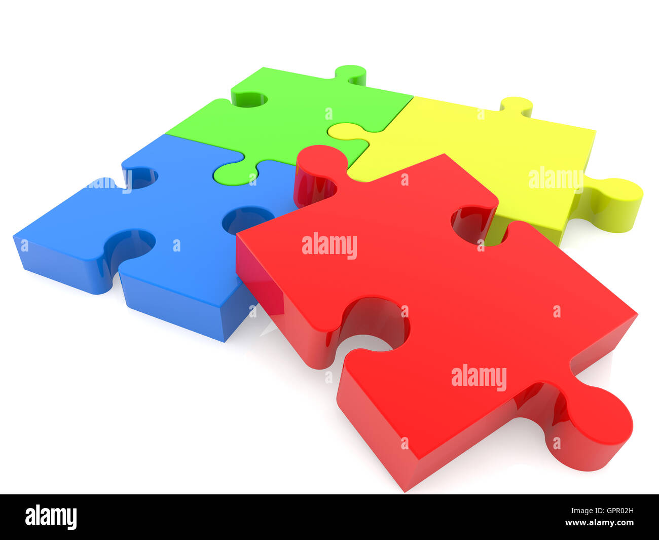 Four puzzle pieces in various colors Stock Photo - Alamy