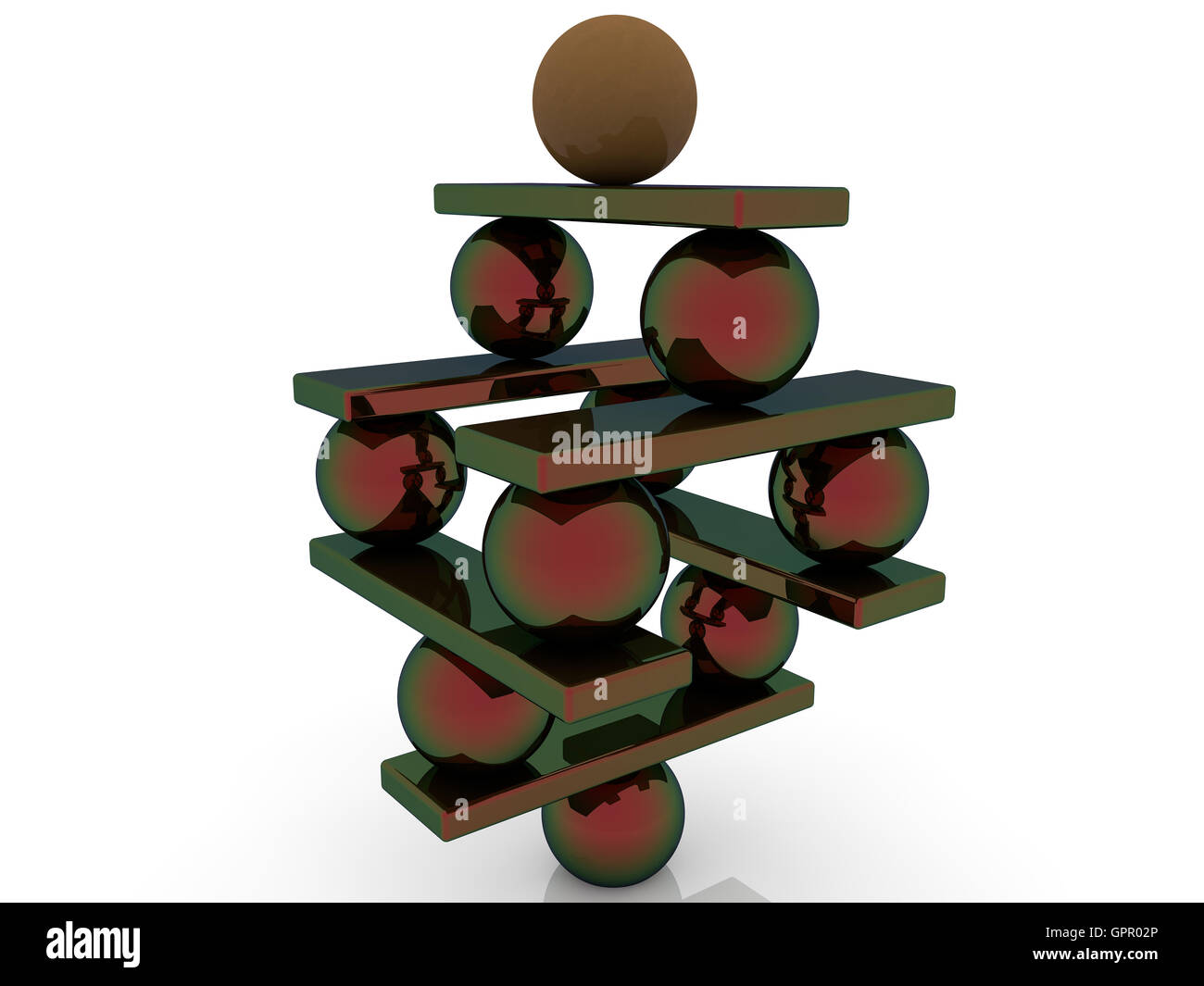 Pyramid of balls and seesaw on white Stock Photo - Alamy