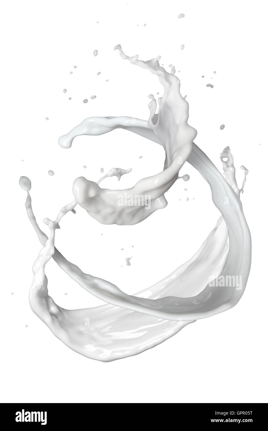 milk splash isolated on white Stock Photo - Alamy