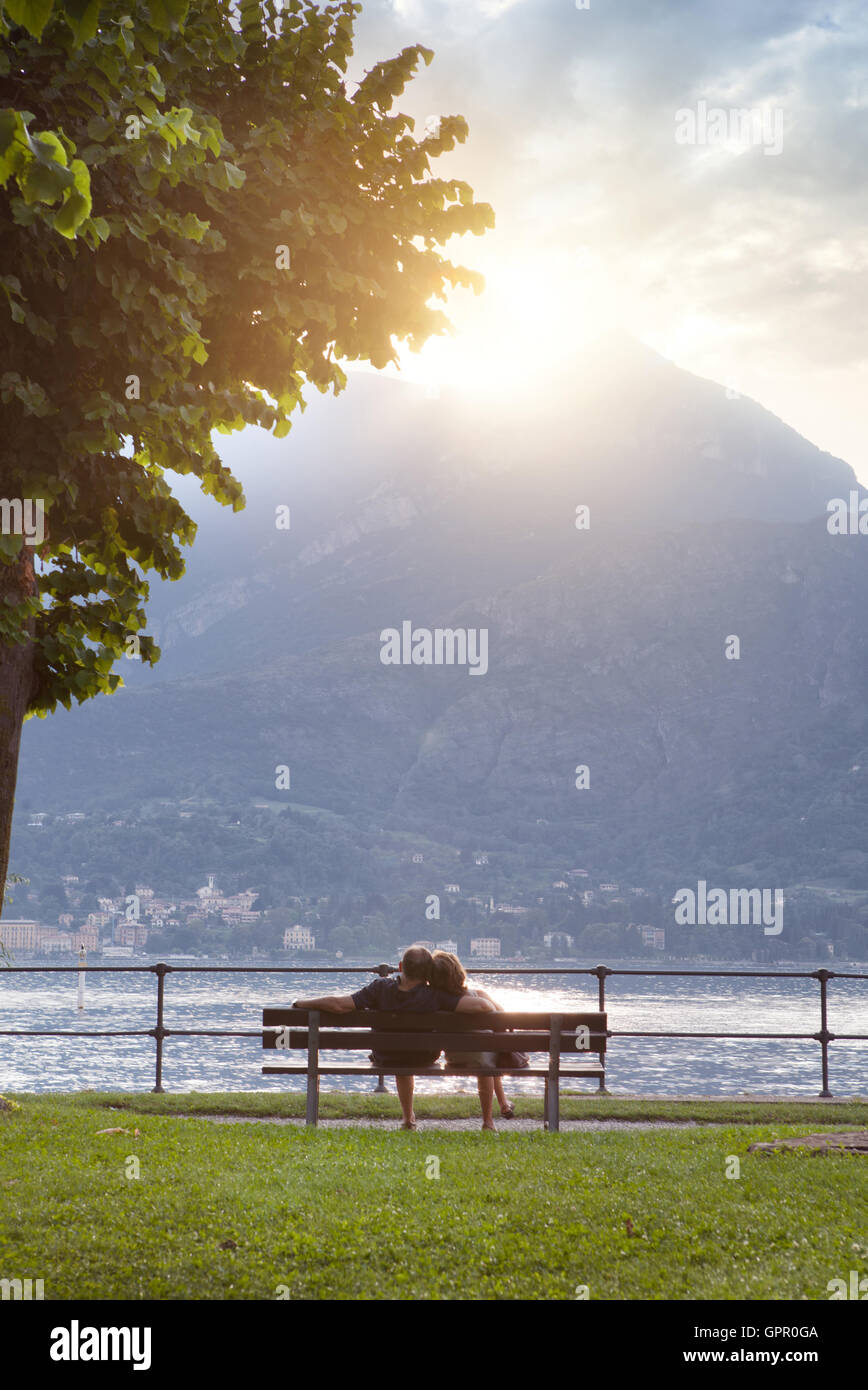 View of Como lake on sunset in Bellagio, Italy Stock Photo - Alamy