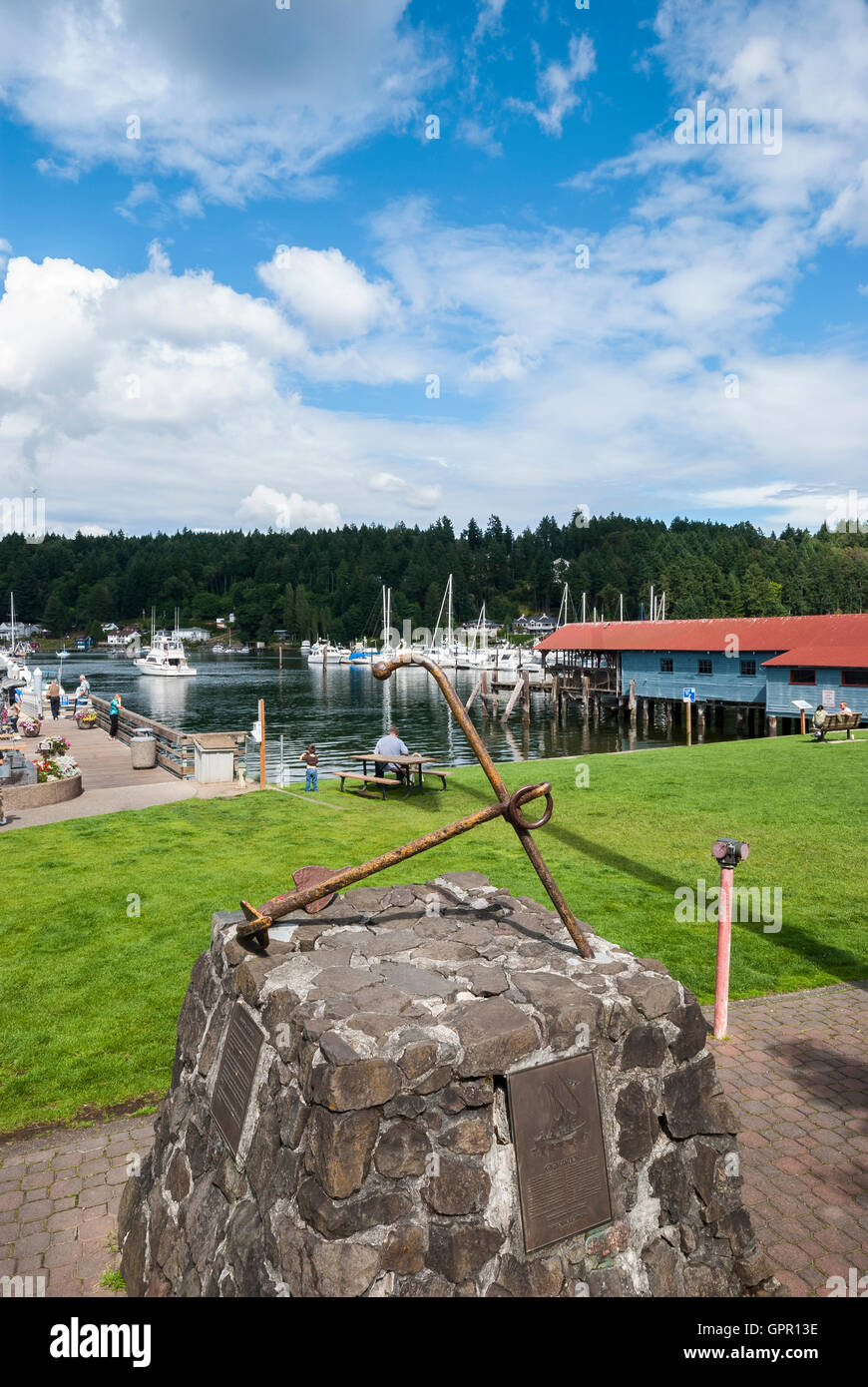 Boat Anchor Embedded In Monument In Gig Harbor, Washington State Stock ...