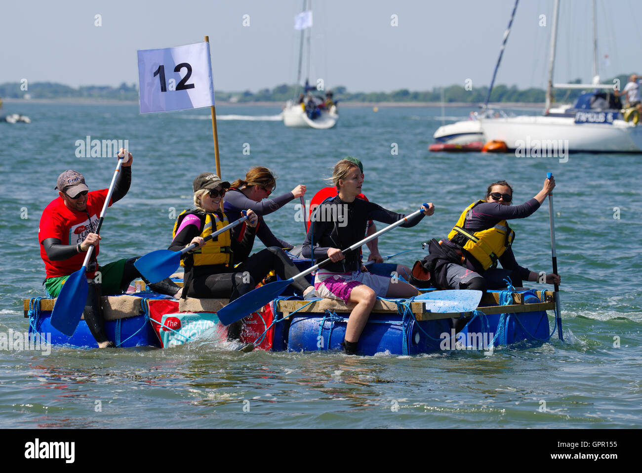 Menai Strait, Raft Race, Anglesey Wales Stock Photo - Alamy
