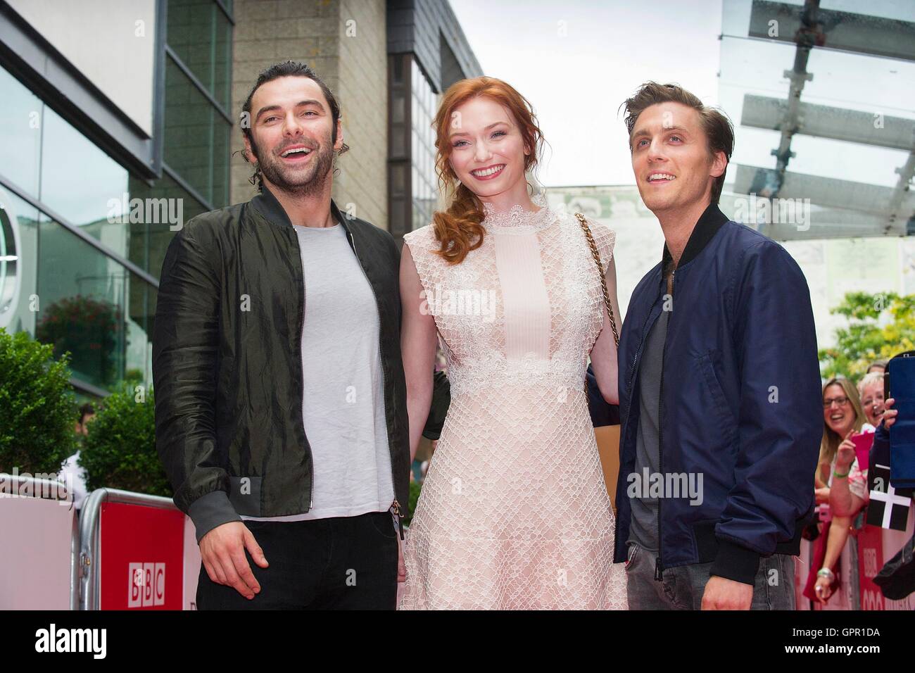 (left to right) Aidan Turner, Eleanor Tomlinson and Jack farthing at ...
