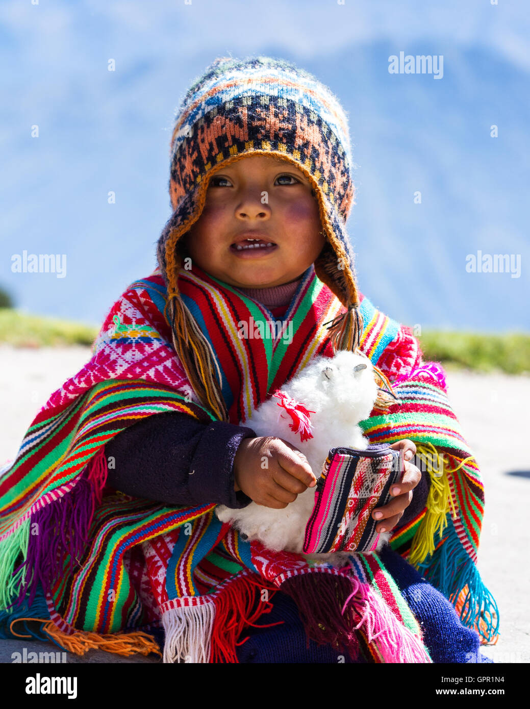 Huayllabamaba Peru -May 18 : young boy dressed in traditional native ...