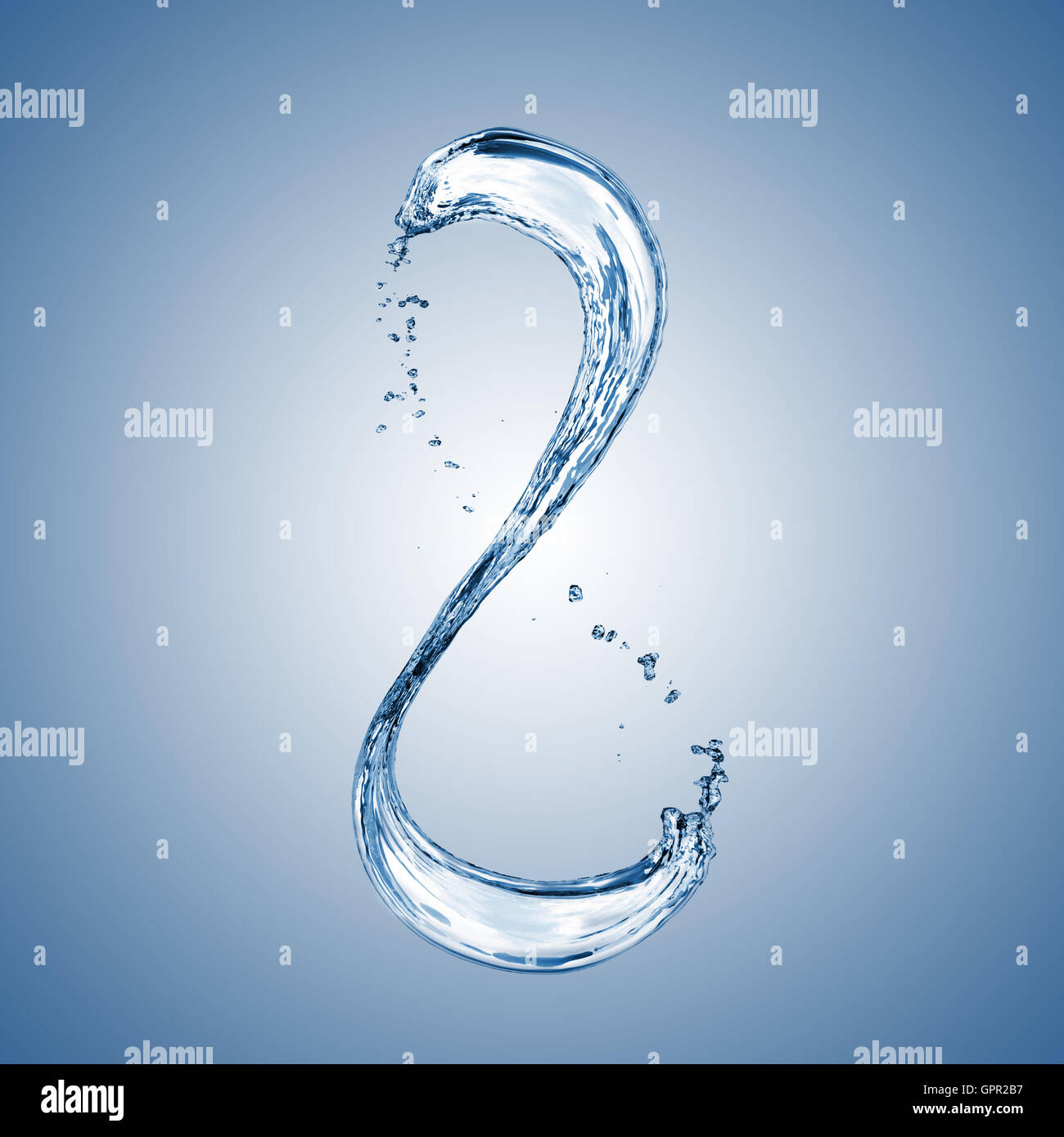 water splash in shape of number 8 on blue Stock Photo - Alamy