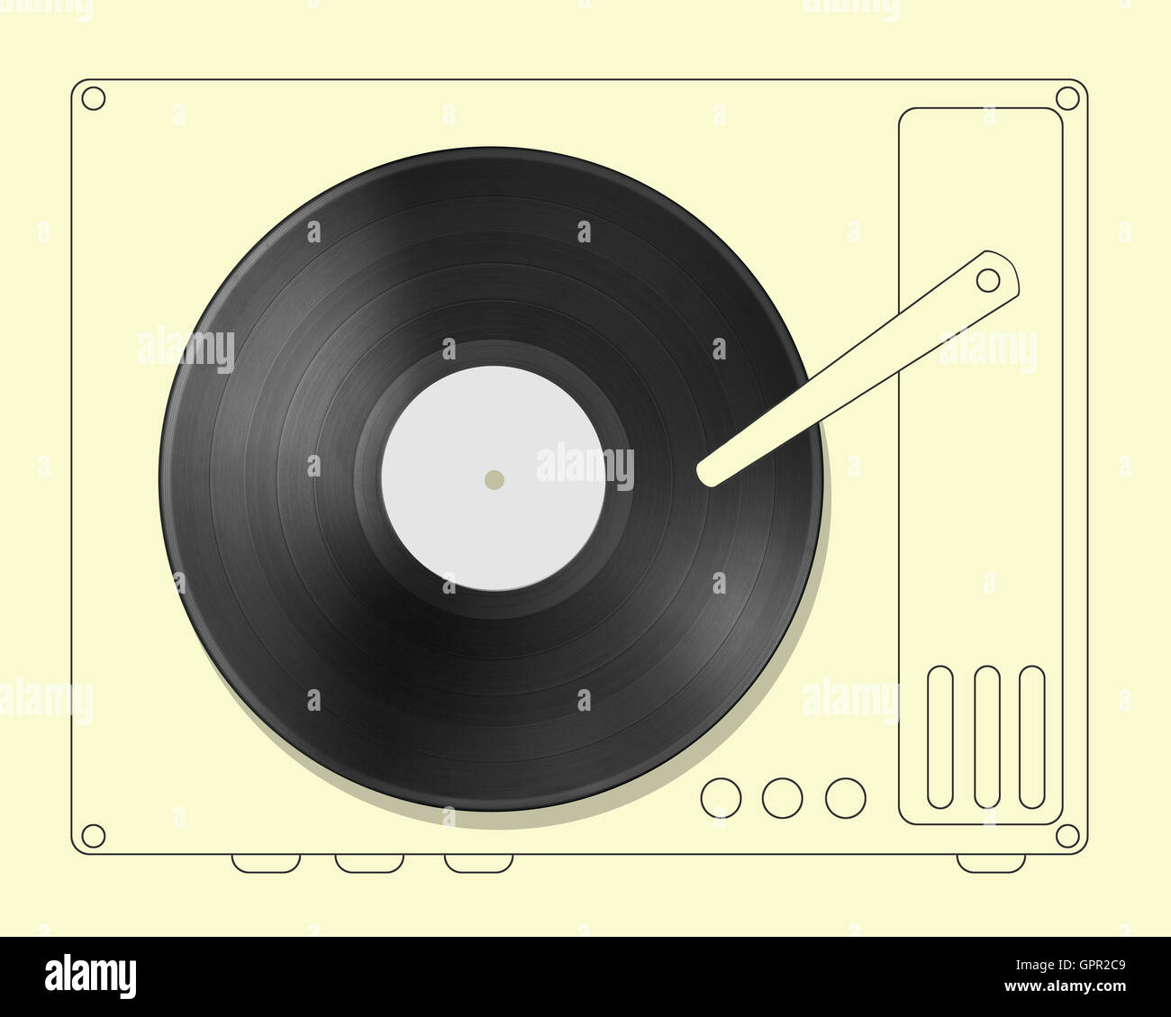 Black vinyl record disc with hand drawn player Stock Photo - Alamy