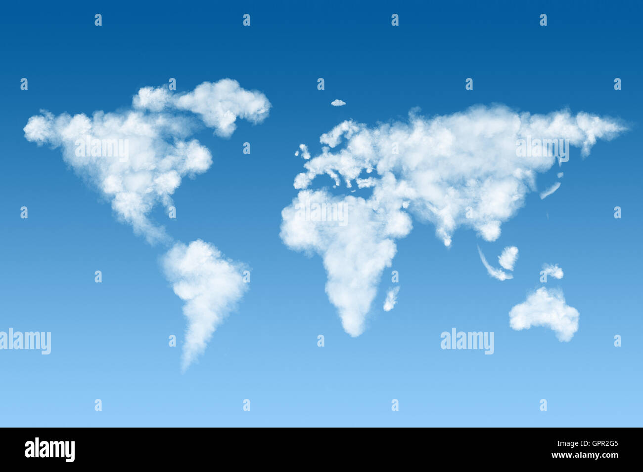 world map made of white clouds on sky Stock Photo - Alamy