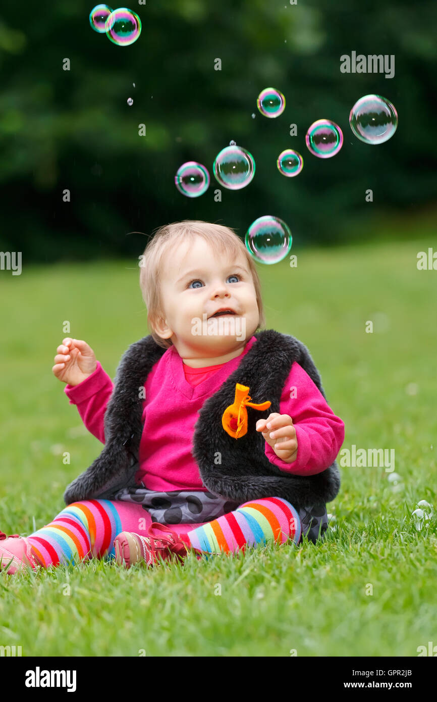 Baby celebrating first birthday Stock Photo - Alamy