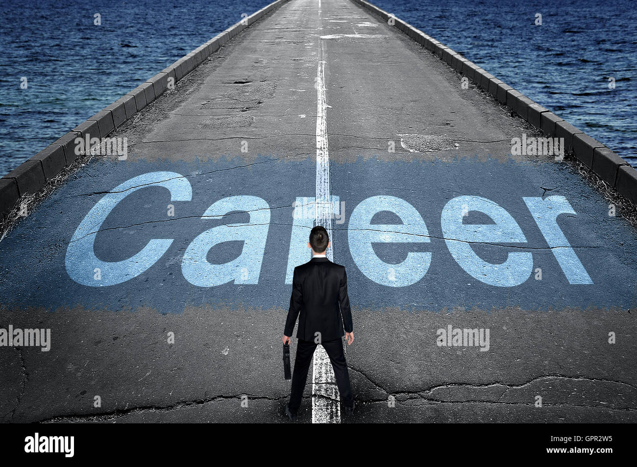Career message on road and business man Stock Photo - Alamy