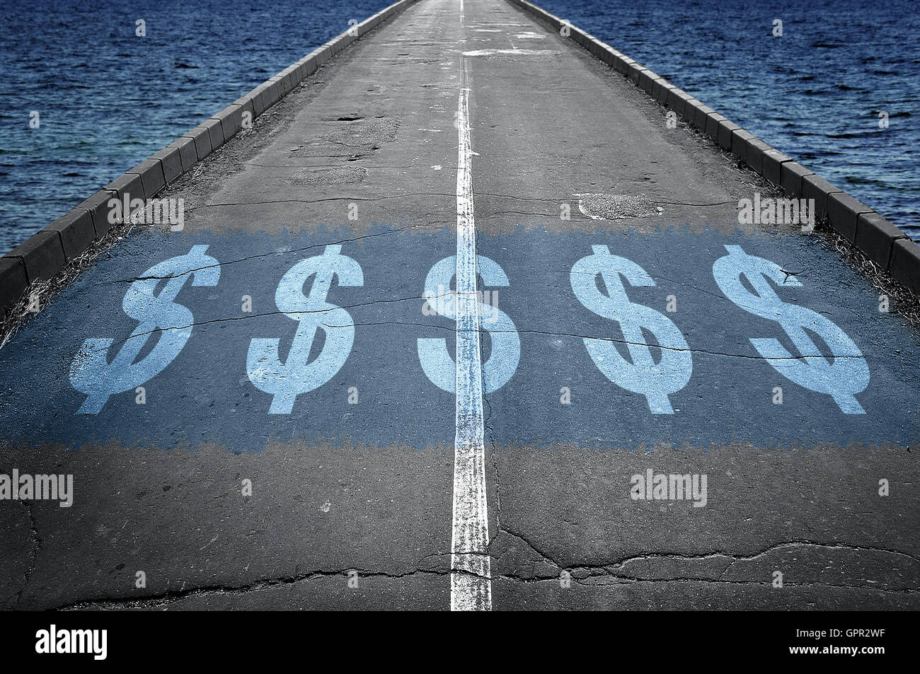 Dollar sign on empty road Stock Photo - Alamy