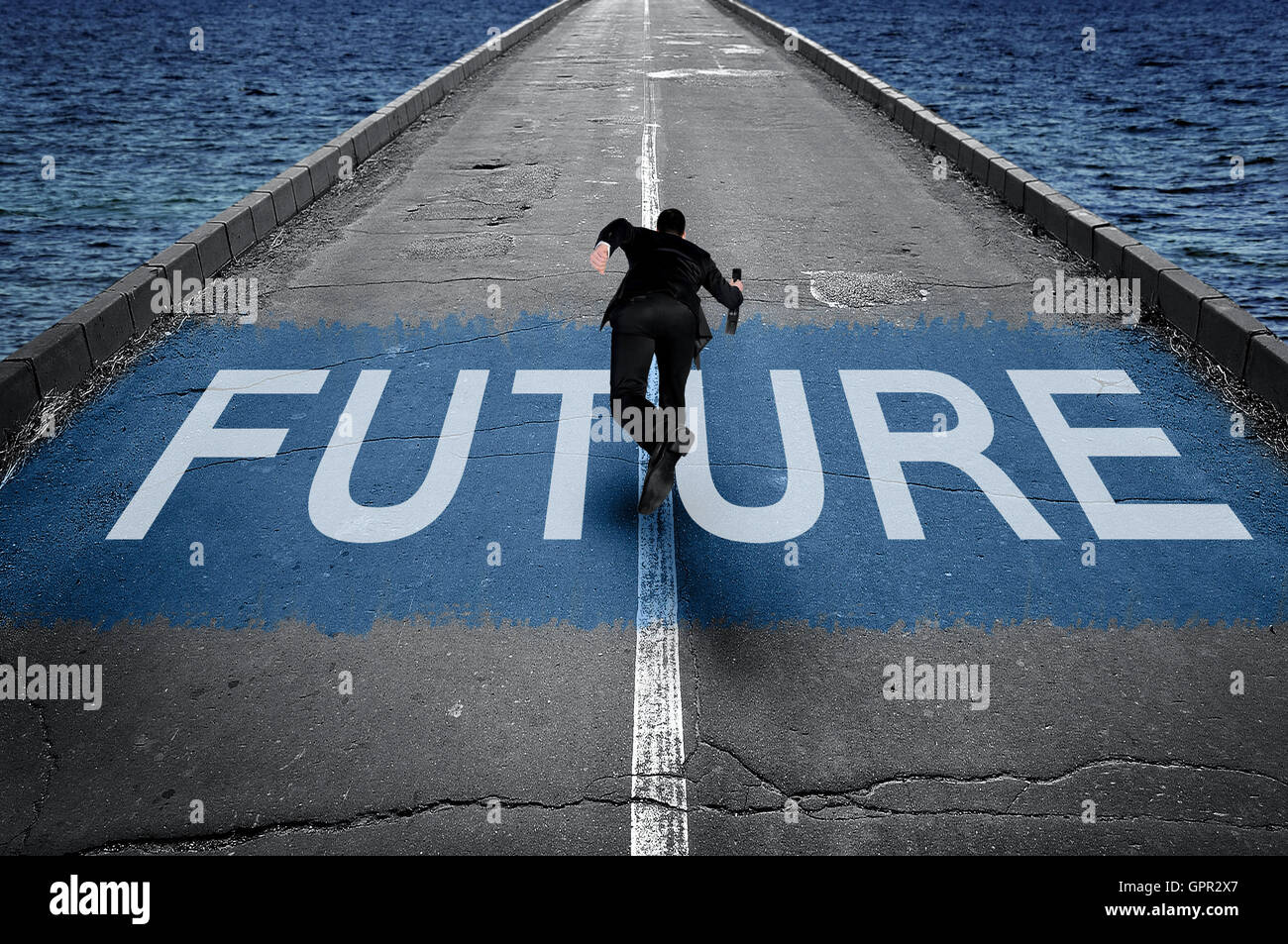 Future message on road and business man Stock Photo - Alamy