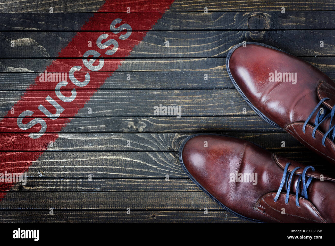 Success message business shoes hi-res stock photography and images - Alamy