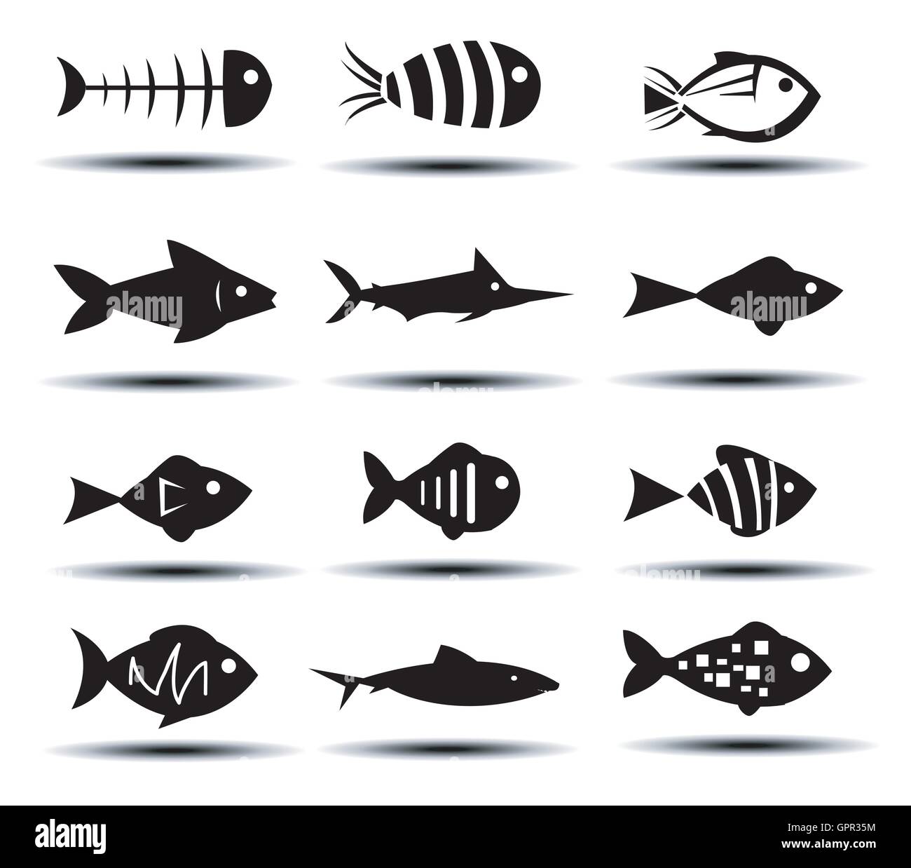 Fish Icons set vector illustration Stock Vector Image & Art - Alamy