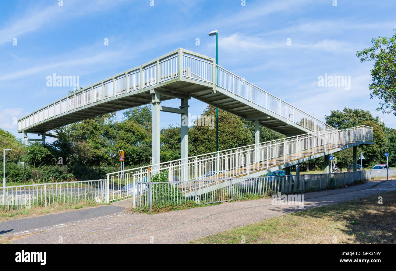 Pedestrian footbridge across a main road in the UK Stock Photo - Alamy