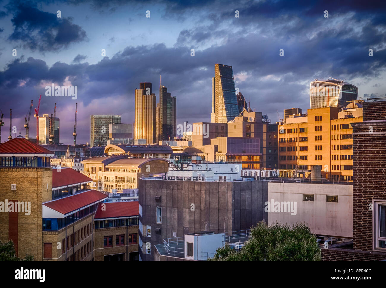 London City skyline at dusk, England, UK Stock Photo - Alamy