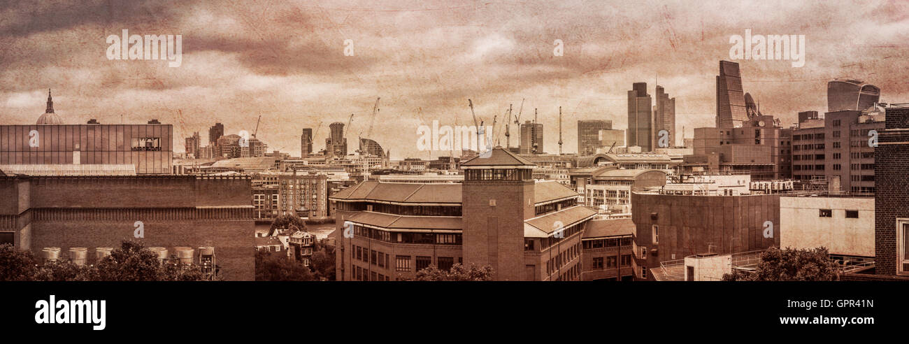 London City skyline panorama in the evening, England, UK Stock Photo ...