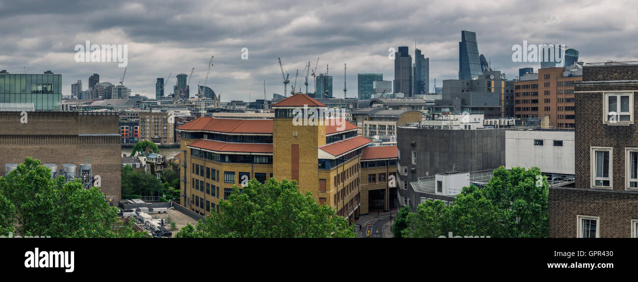 London City skyline panorama in the evening, England, UK Stock Photo ...