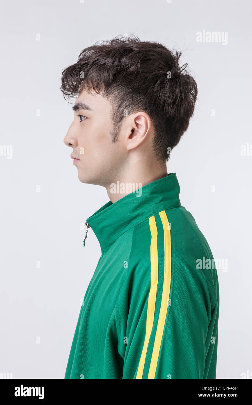 Side view portrait of young male NEET Stock Photo - Alamy