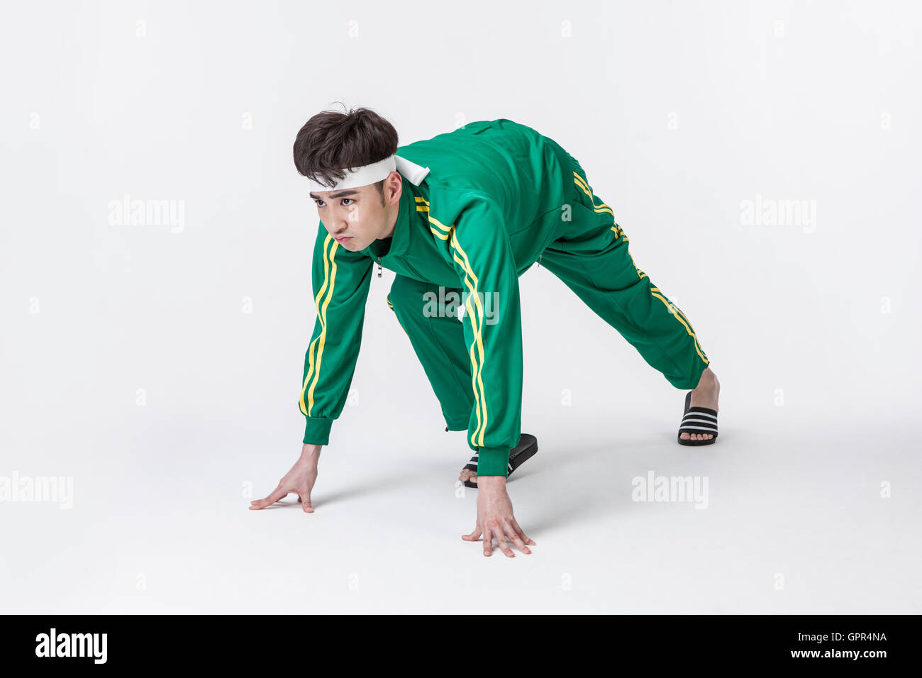 Young male job seeker ready to run Stock Photo - Alamy