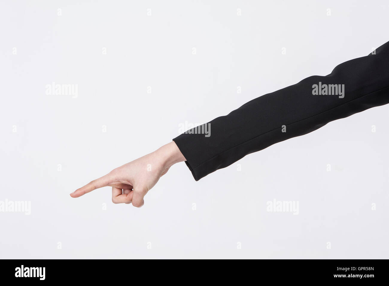 Hand pointing down Stock Photo - Alamy