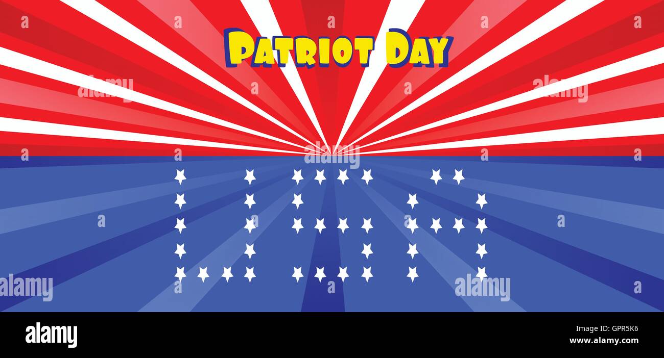 Vector Patriot Day, with blue and red stripes and stars and USA letters ...