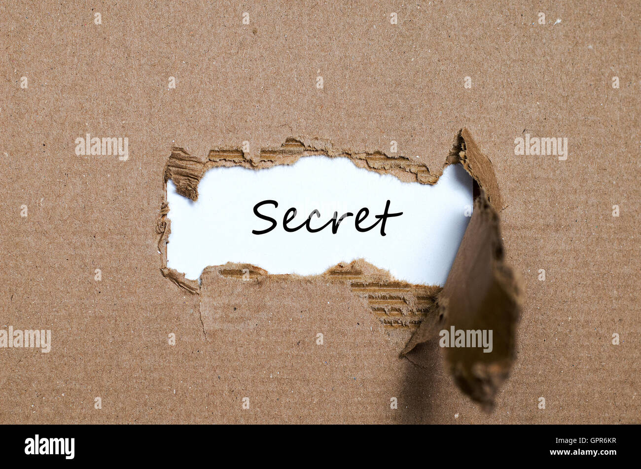 The word secret appearing behind torn paper Stock Photo - Alamy